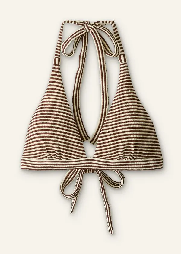 ME+EM Striped Halterneck Bikini Top