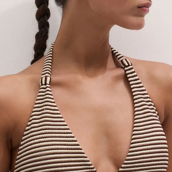 ME+EM Striped Halterneck Bikini Top