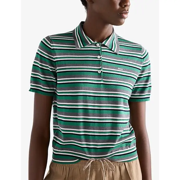 Prada Striped Cotton Polo Shirt