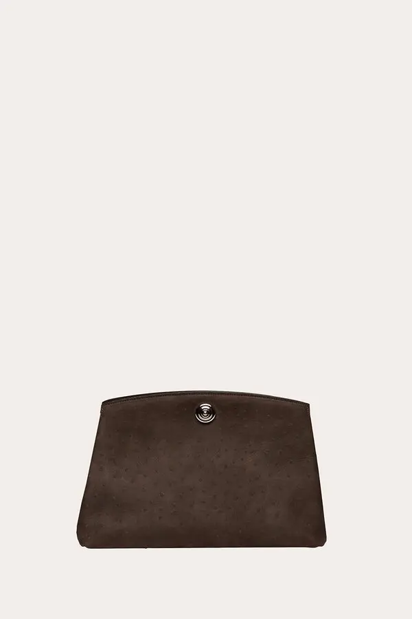 LIFFNER Pushlock Pouch Ostrich - Dark Brown