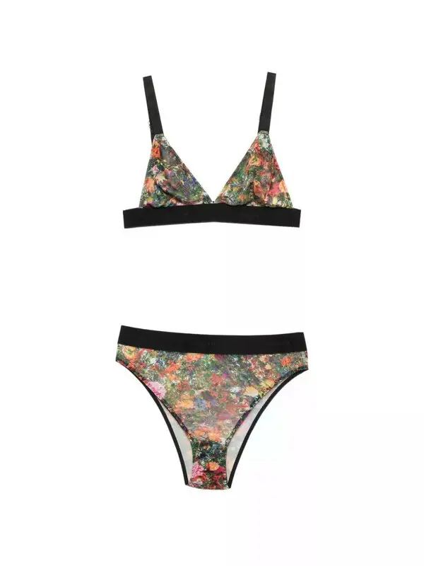 OSKLEN Floral-print Triangle Lingerie Set - Yellow