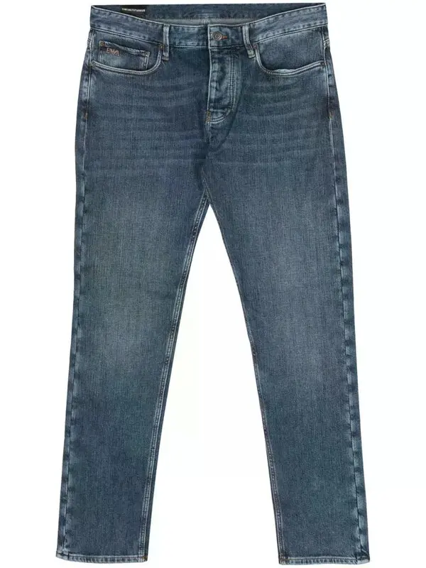 Emporio Armani Logo Plaque Slim-cut Jeans