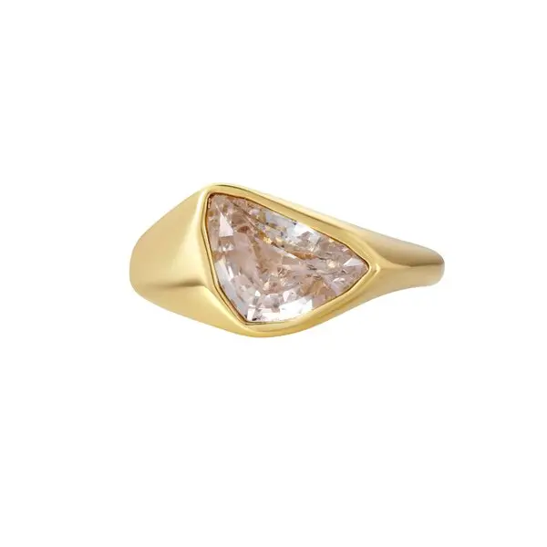 ONEWILDONE Sculptural Triangle-cut Stone Signet Ring - Gold
