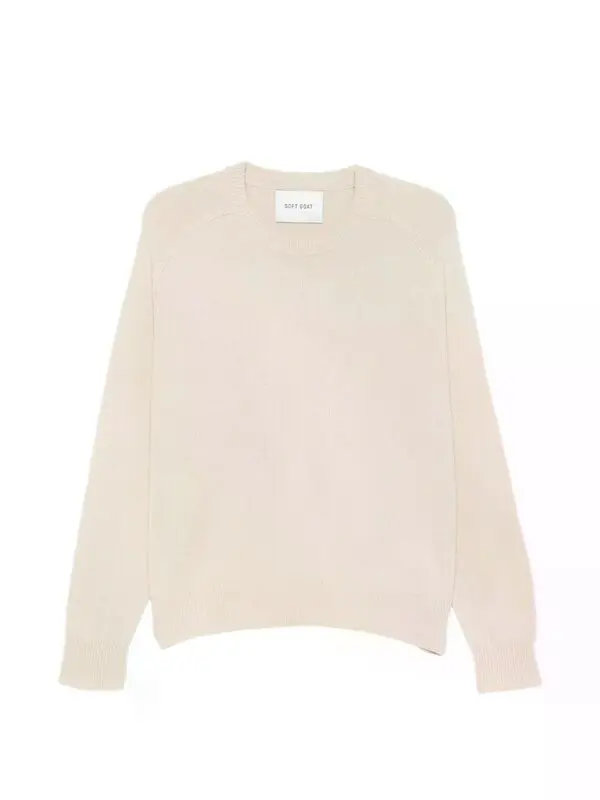Soft Goat Crew Neck Raglan Sleeve Sweater - Neutrals