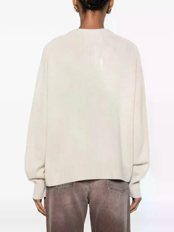 Soft Goat Crew Neck Raglan Sleeve Sweater - Neutrals