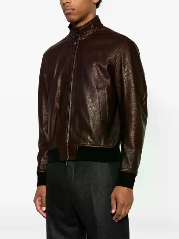 Tagliatore Ice Pebbled Leather Jacket