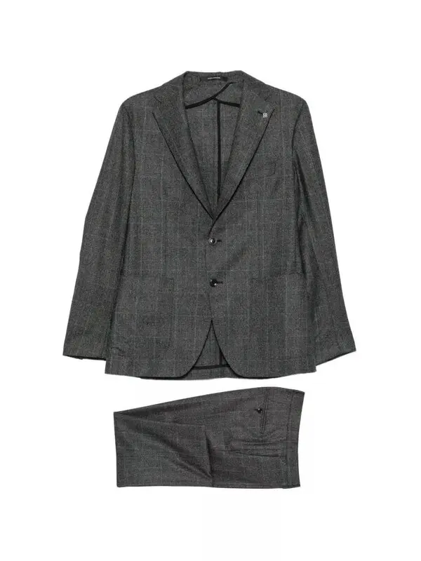 Tagliatore Check-pattern Single-breasted Suit - Grey