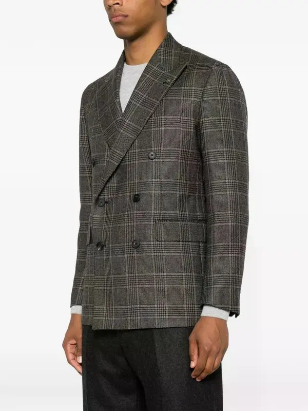 Tagliatore Double-breasted Check Blazer - Brown