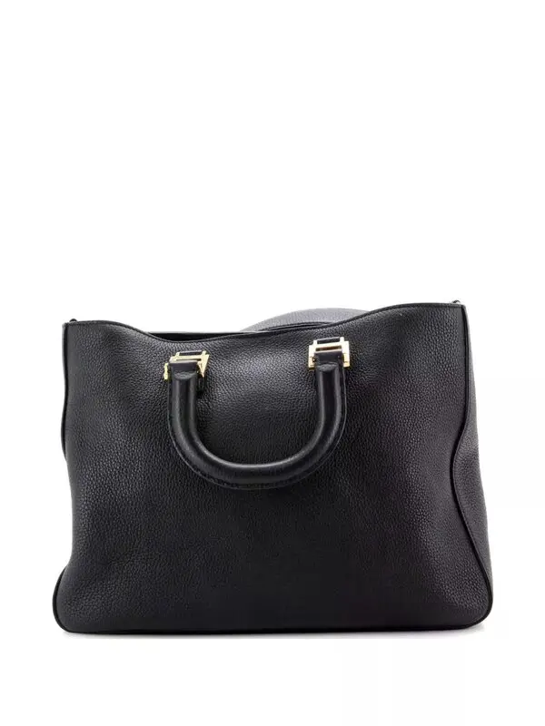 Fendi Selleria Ff Handle Tote Leather Medium Satchel - Black