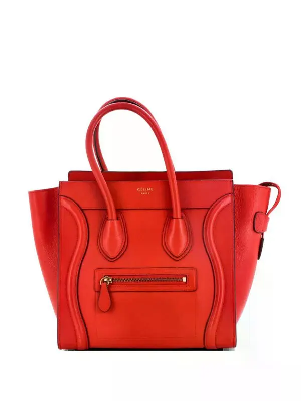 Celine Luggage Bag Grainy Leather Micro Tote Bag - Red
