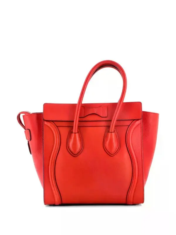 Celine Luggage Bag Grainy Leather Micro Tote Bag - Red