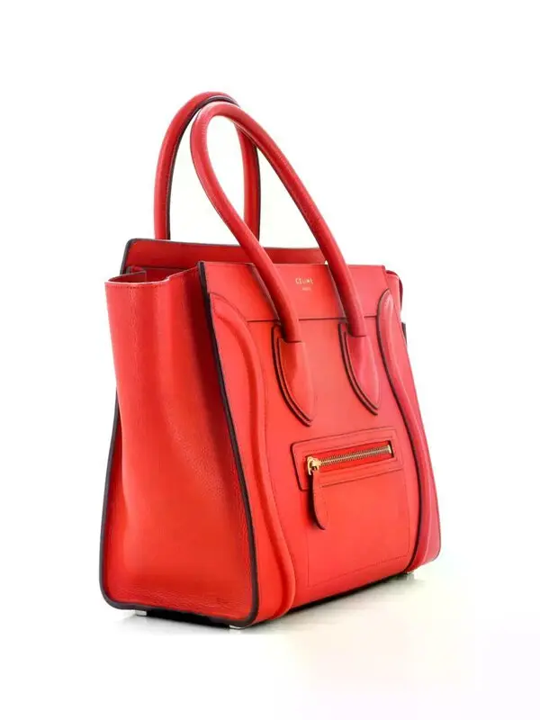 Celine Luggage Bag Grainy Leather Micro Tote Bag - Red