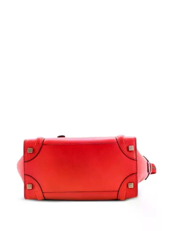 Celine Luggage Bag Grainy Leather Micro Tote Bag - Red