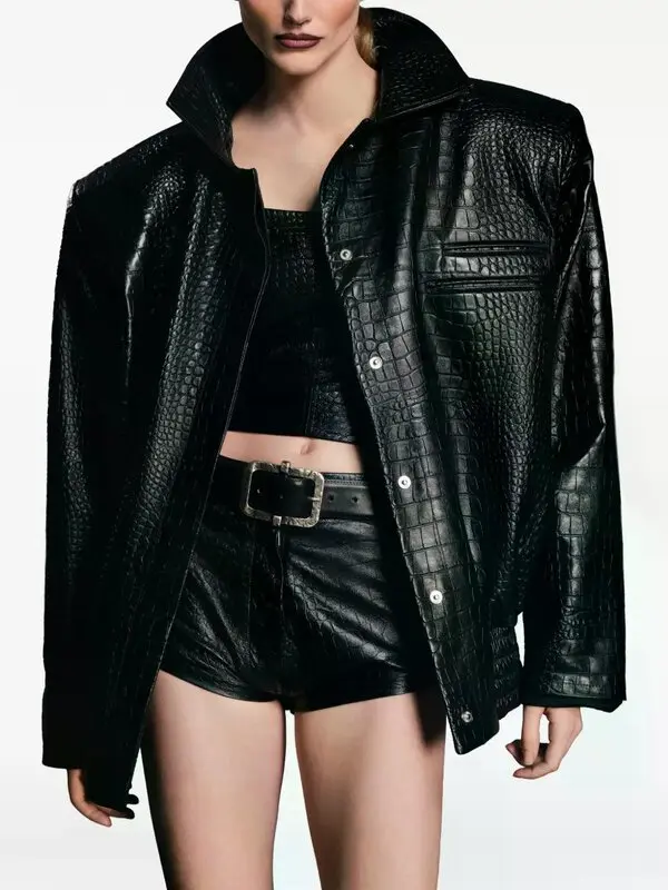 ALMAZ Crocodile-effect Oversized Jacket