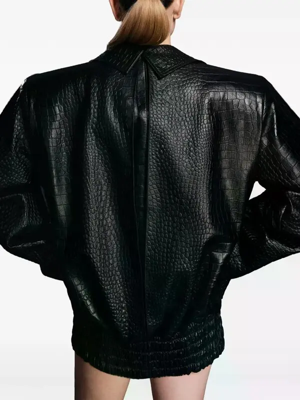 ALMAZ Crocodile-effect Oversized Jacket