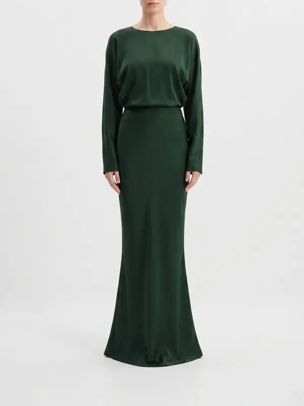 Norma Kamali Long Sleeve Satin Gown