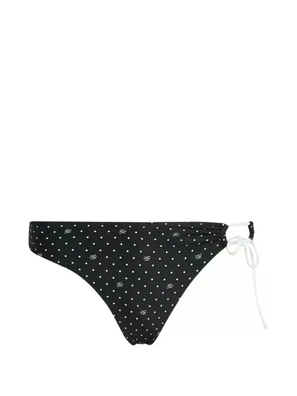 Karl Lagerfeld Polka Dot Bikini Briefs With Side Ties - Black