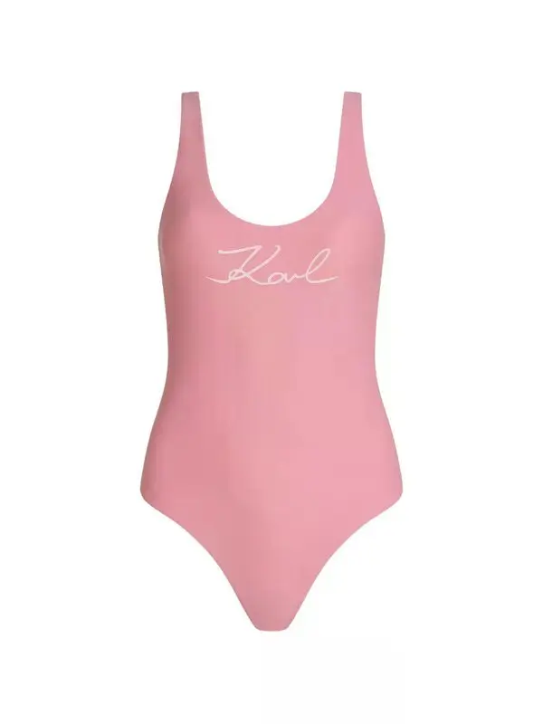 Karl Lagerfeld Logo-print One-piece Swimsuit - Pink