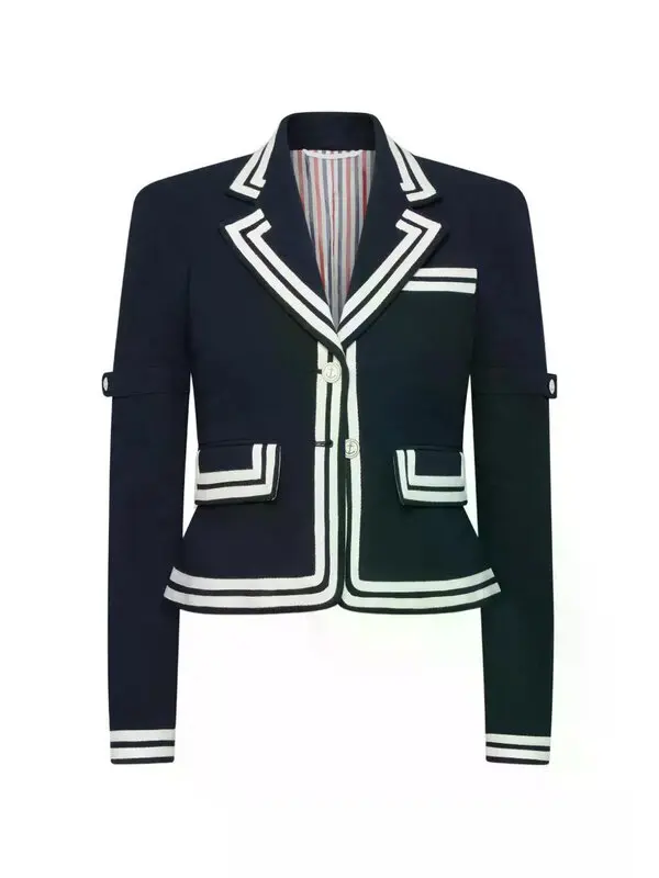 Thom Browne Cropped Jacket With Contrasting Trim