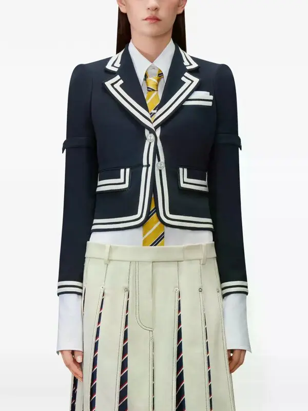 Thom Browne Cropped Jacket With Contrasting Trim
