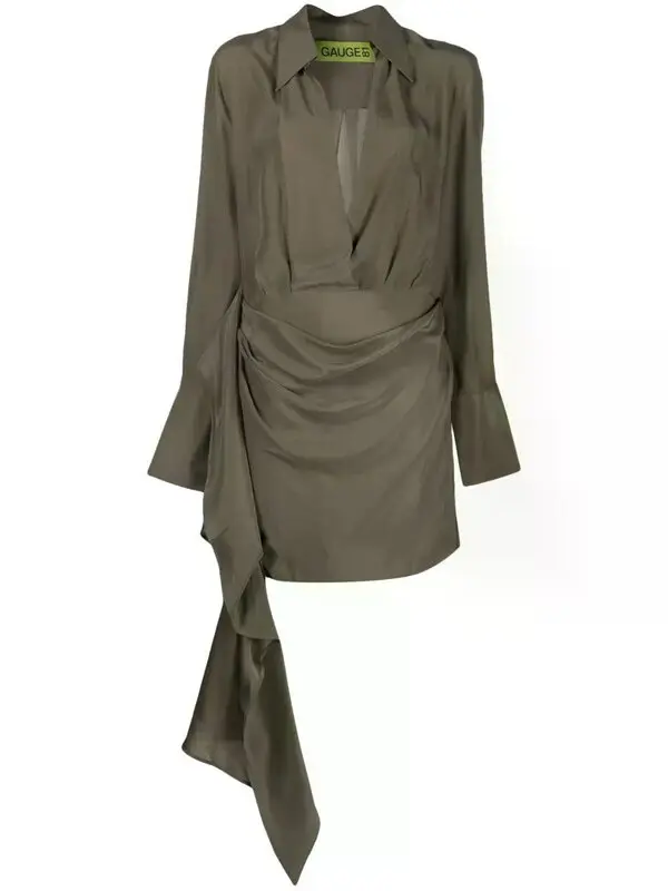 Gauge81 Gravia Silk Draped Mini Dress - Green