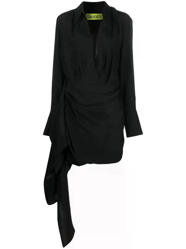 Gauge81 Gravia Draped Silk Minidress - Black