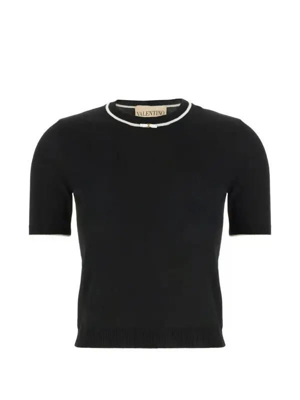 Valentino Garavani Wool Jumper With Contrasting Edges And Vlogo Detail - Black