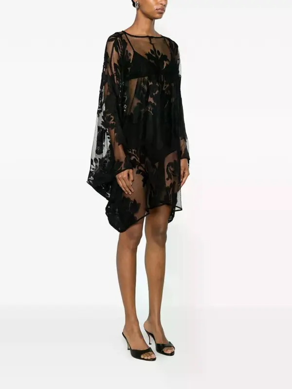 Norma Kamali Mini Floral-devoré Mesh Dress