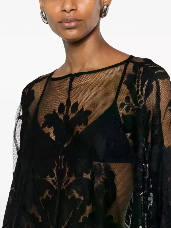 Norma Kamali Mini Floral-devoré Mesh Dress
