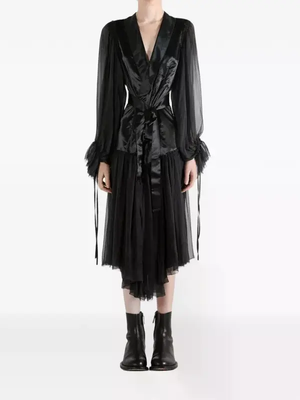 ANN DEMEULEMEESTER Sheer-panelled Ruffled Dress