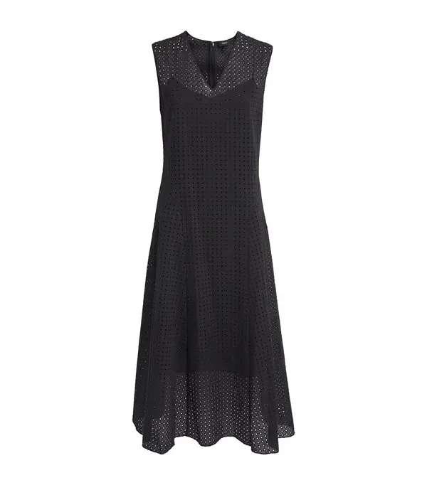 Theory Broderie Anglaise V-neck Midi Dress