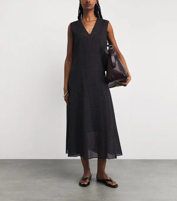 Theory Broderie Anglaise V-neck Midi Dress