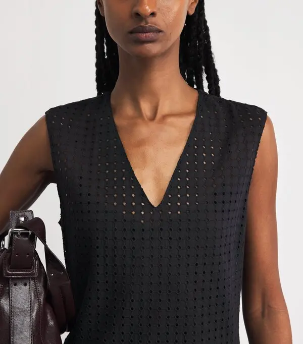 Theory Broderie Anglaise V-neck Midi Dress