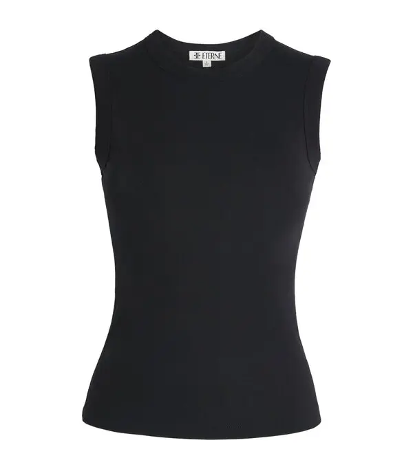 Eterne Fitted Cotton-modal Tank Top - Black