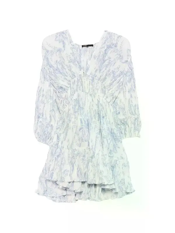 Maje Floral Print Tiered Mini Dress - White