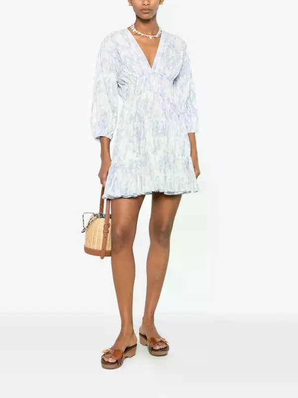 Maje Floral Print Tiered Mini Dress - White