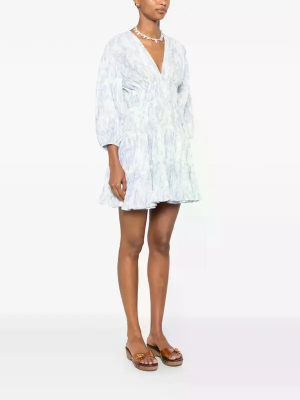 Maje Floral Print Tiered Mini Dress - White