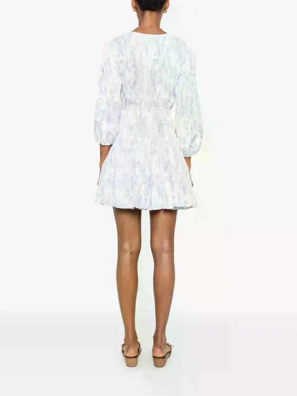 Maje Floral Print Tiered Mini Dress - White