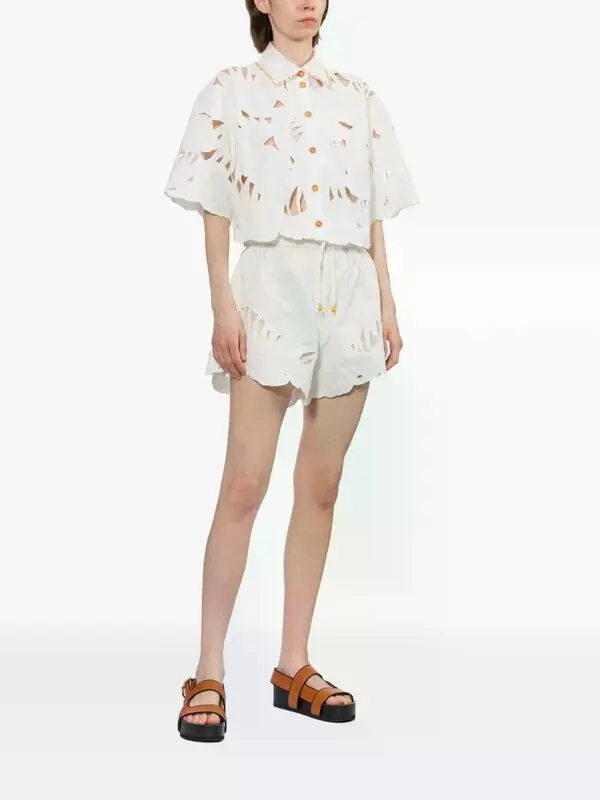 Zimmermann Mahon Embroidered Shorts - Neutrals