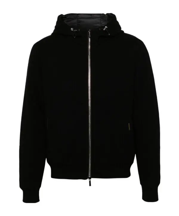 MOORER Long-sleeved Zip-up Hooded Casual Jacket - Black