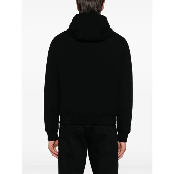 MOORER Long-sleeved Zip-up Hooded Casual Jacket - Black