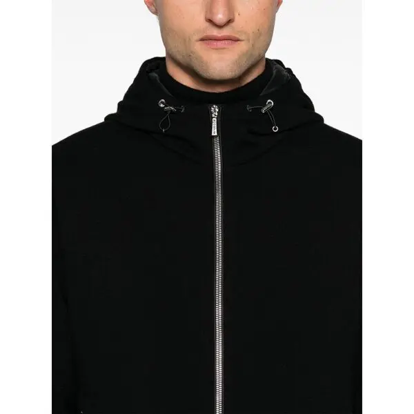 MOORER Long-sleeved Zip-up Hooded Casual Jacket - Black