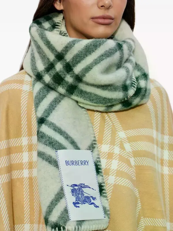 Burberry Check Wool Scarf - Green