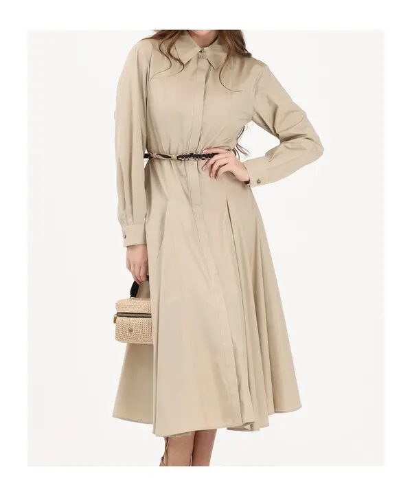 Max Mara Mstaffetto Belted Midi Dress - Beige