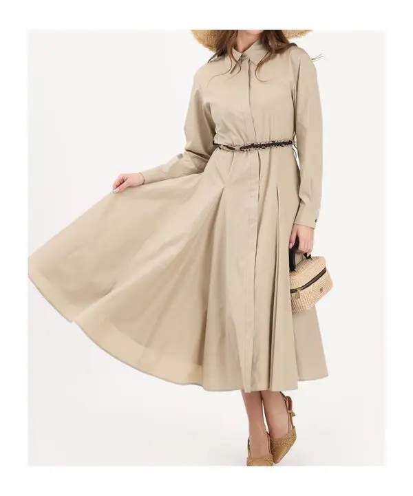 Max Mara Mstaffetto Belted Midi Dress - Beige