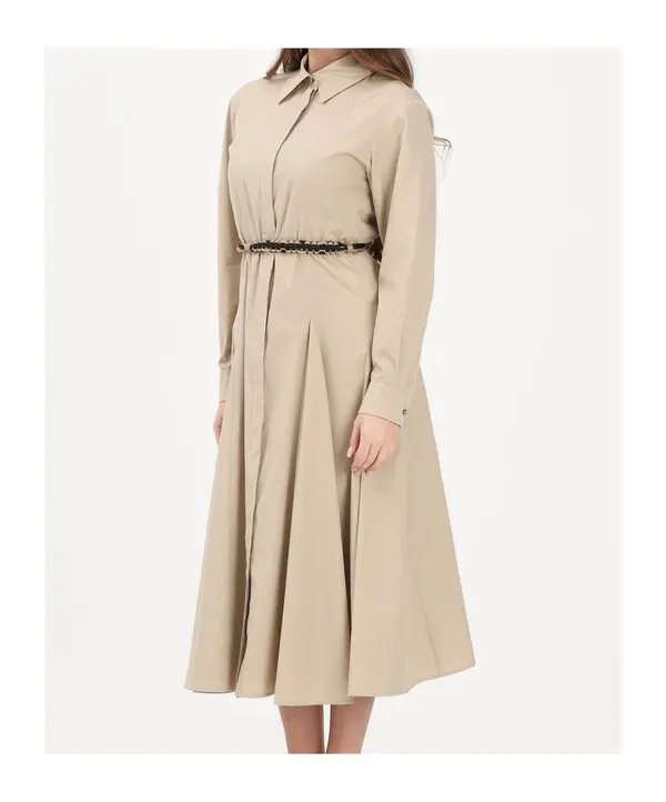 Max Mara Mstaffetto Belted Midi Dress - Beige