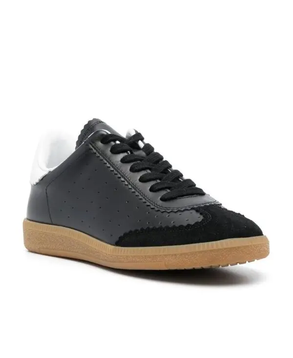 Isabel Marant Étoile Low Top Leather Sneakers With Scallop Edge - Black