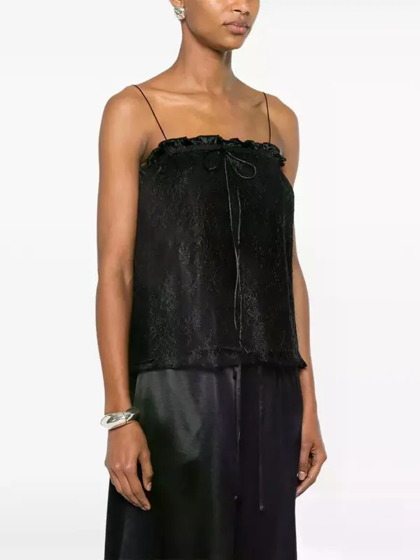 THE NINA STUDIO Lace Detail Ruffled Top