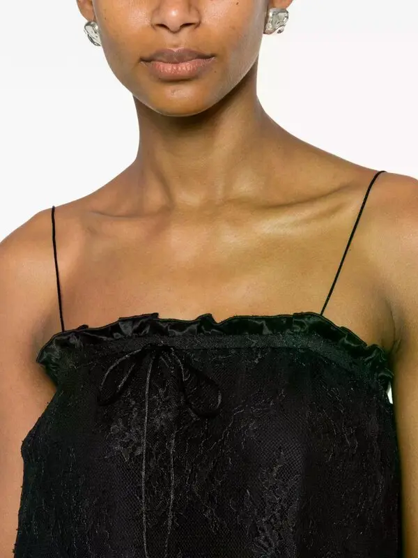 THE NINA STUDIO Lace Detail Ruffled Top