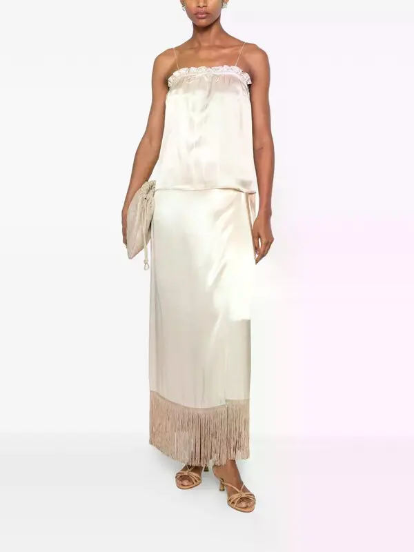 THE NINA STUDIO Ruffled Spaghetti-strap Top
